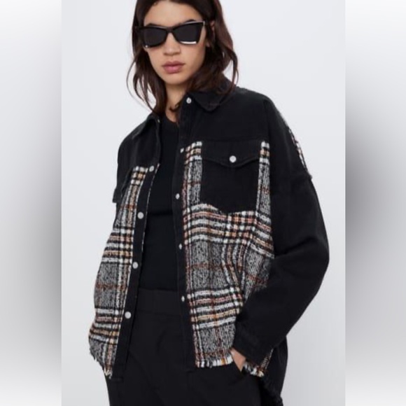 Jackets & Coats | Zara Contrast Denim Shacket | Poshmark